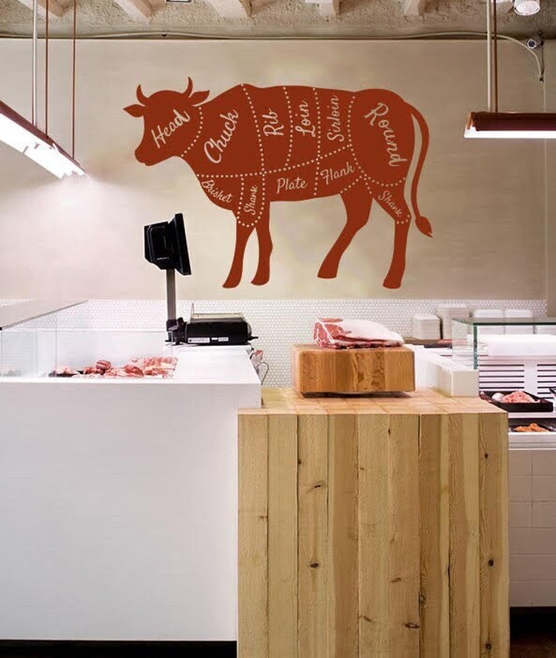 Butchery Wall Decal Meat Wall Decal Fresh Meat Sticker Butchery Wall ...
