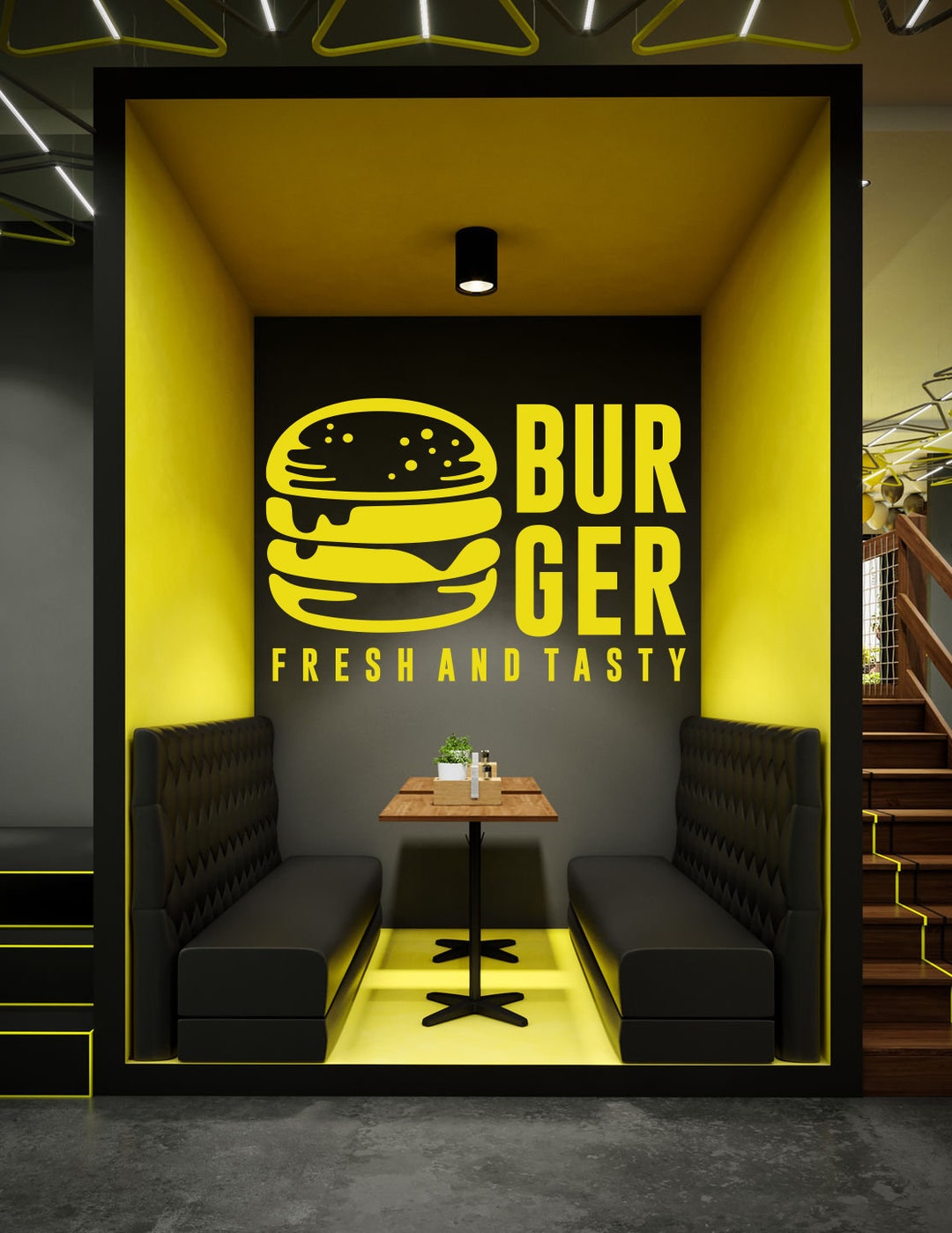 Burger Wall Decal Fast Food Wall Sticker Burger Wall Sticker Food Lover ...