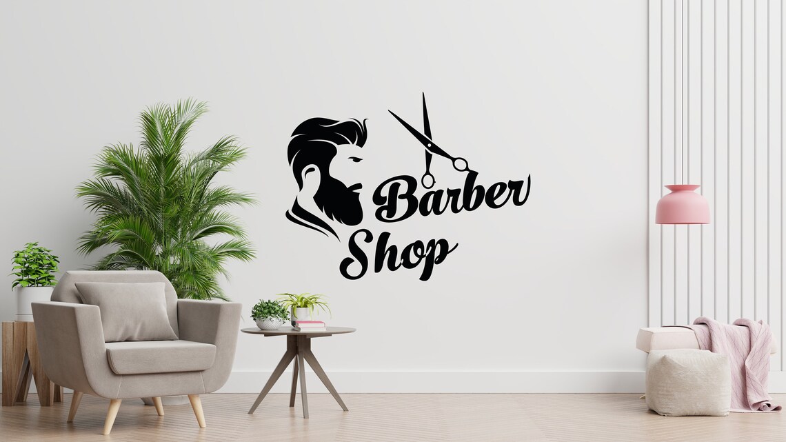 Barber Wall Decal Barber Wall Sticker Barbershop Decal Vinyl - Etsy