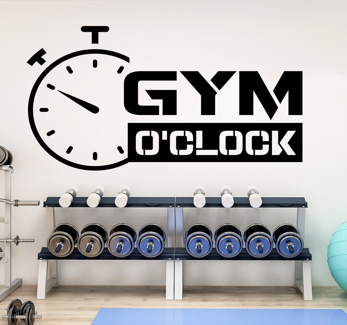 Gym O'clock Wall Decal Gym Wall Decor Sport Motivation - Etsy