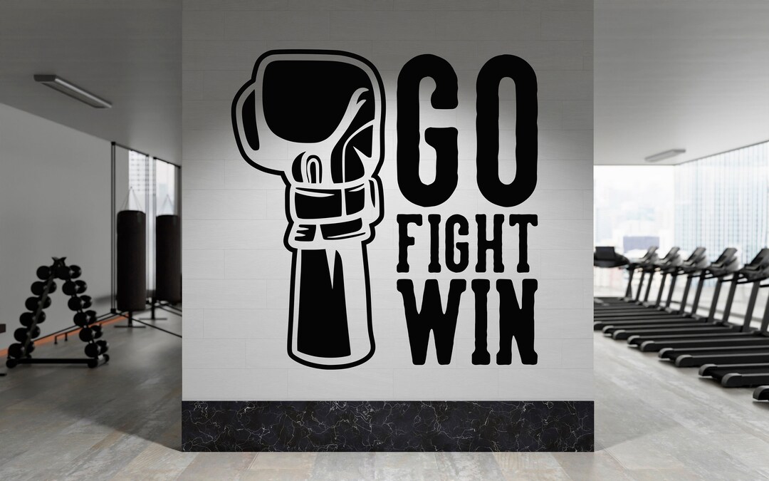 Go Fight Win Wall Decal Boxing Gloves Decal Martial Arts Wall Sticker ...