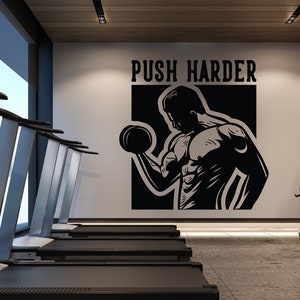 Push Harder Wall Decal Gym Wall Decor Sport Motivation Workout - Etsy