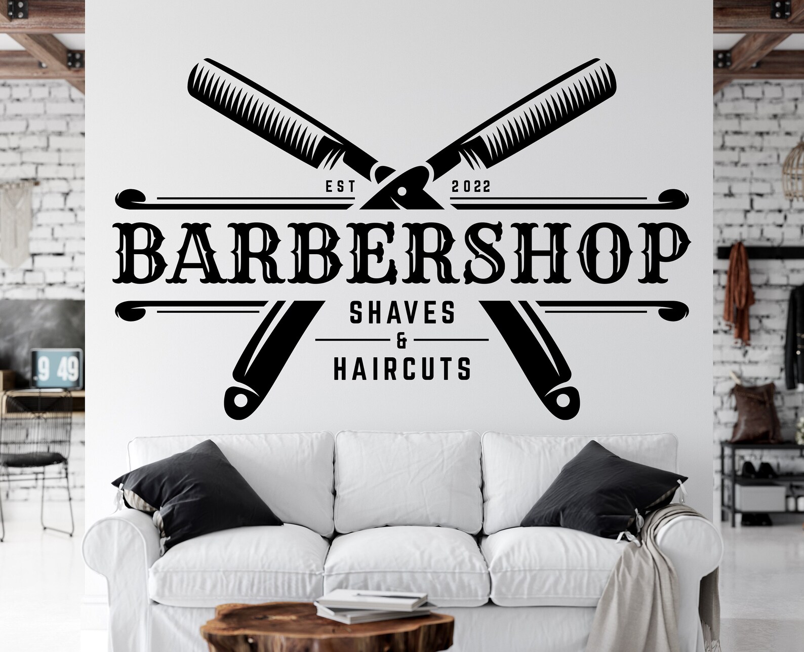 Barbershop Wall Decal Shop Design Barber Decal Shave Decal - Etsy