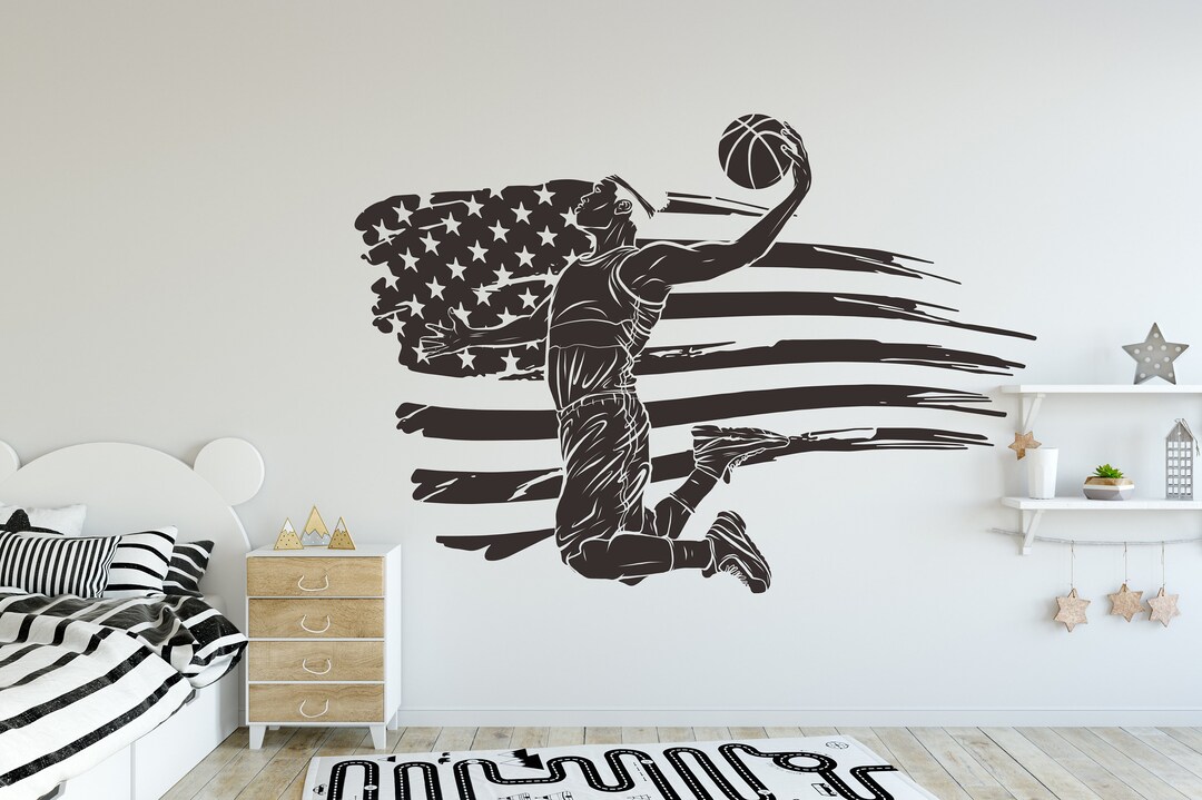 Basketball Wall Decal Basketball Sticker Basket Wall Art Sport Wall ...