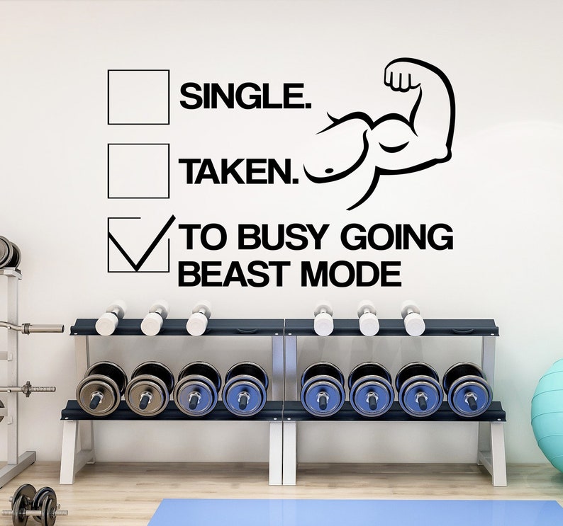 Gym Beast Mode Wall Decal Gym Wall Decor Sport Motivation Workout Wall ...