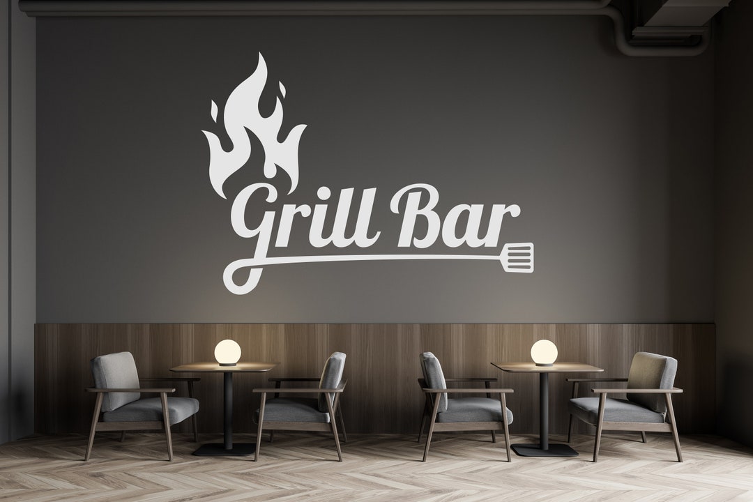 Grill Wall Decal Barbecue Wall Sticker Meat Wall Decal Vinyl Sticker ...