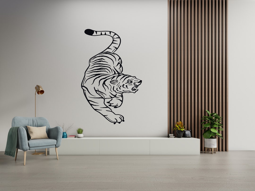 Tiger Wall Decal Wild Animal Decal Angry Tiger Decal Tiger King Decal ...