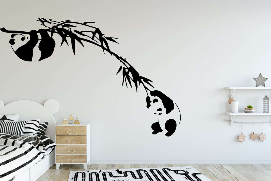 Panda Wall Decal Panda Wall Art Panda Wall Decor Panda Vinyl Sticker ...