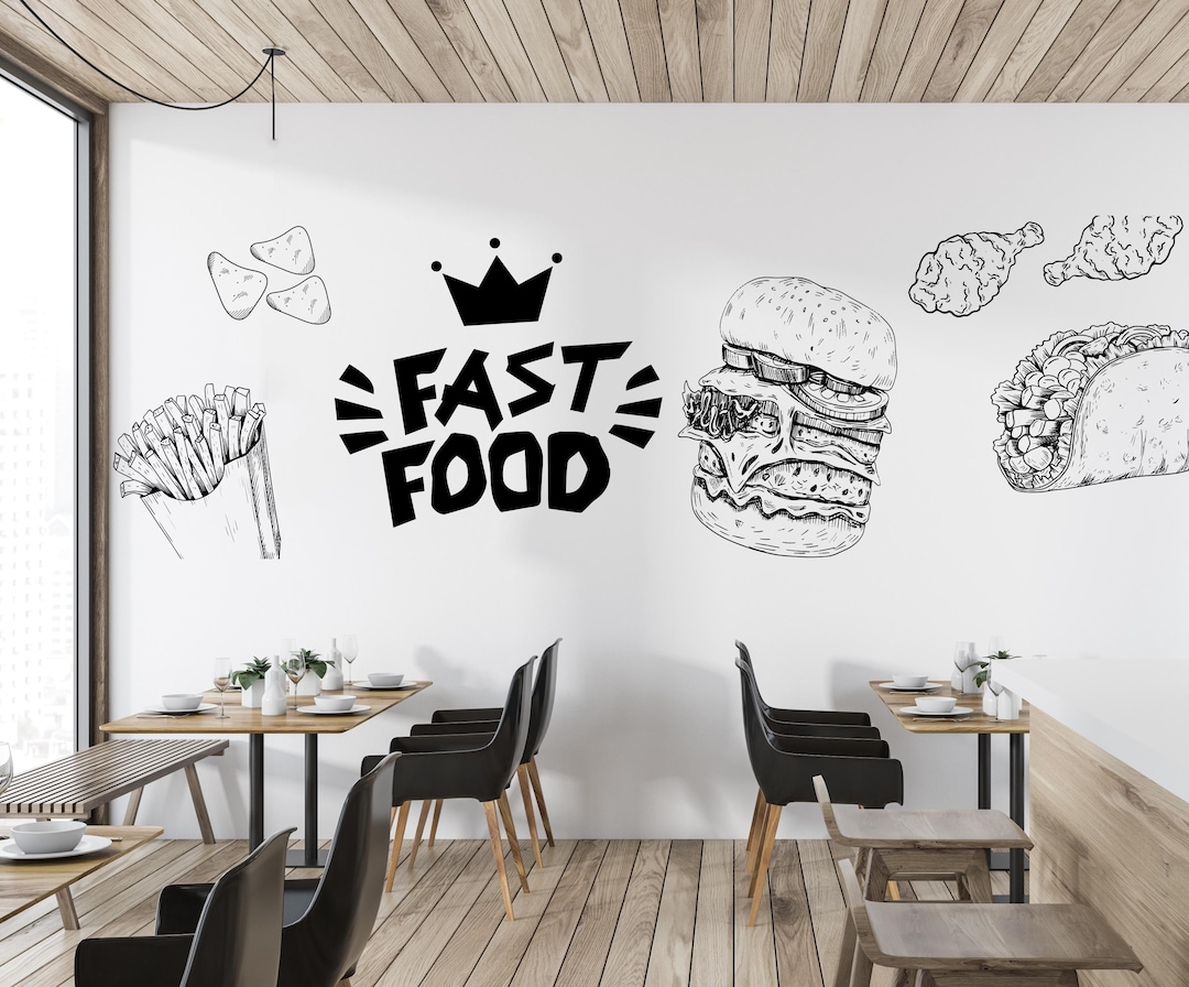 Burger Wall Decal Fast Food Wall Sticker Burger Wall Sticker Food Lover ...