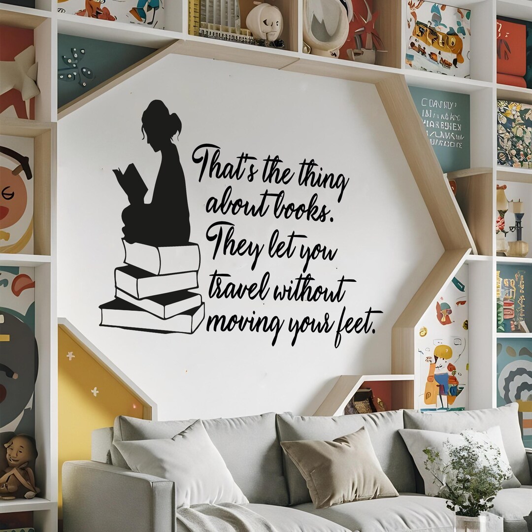 Book Wall Decal Book Wall Sticker Reading Book Decal Book Wall Sticker ...
