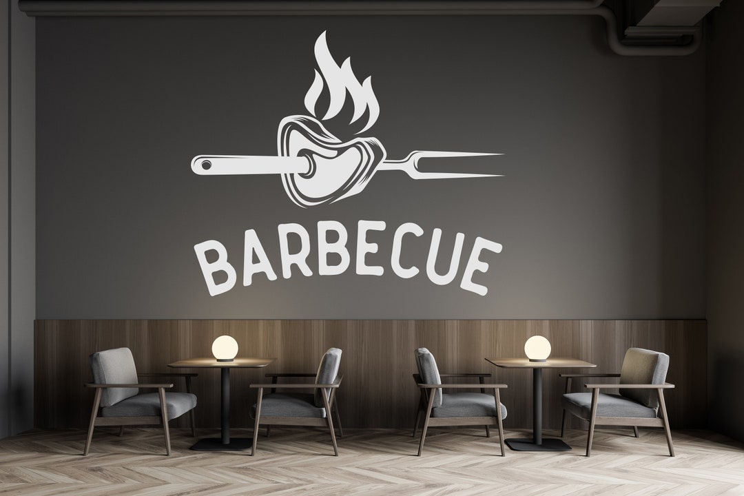 Grill Wall Decal Barbecue Wall Sticker Meat Wall Decal Vinyl Sticker ...