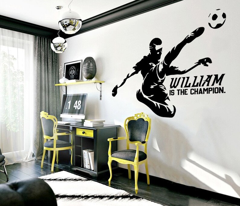 Personalized Soccer Wall Decal Football Wall Art Soccer Wall Sticker ...