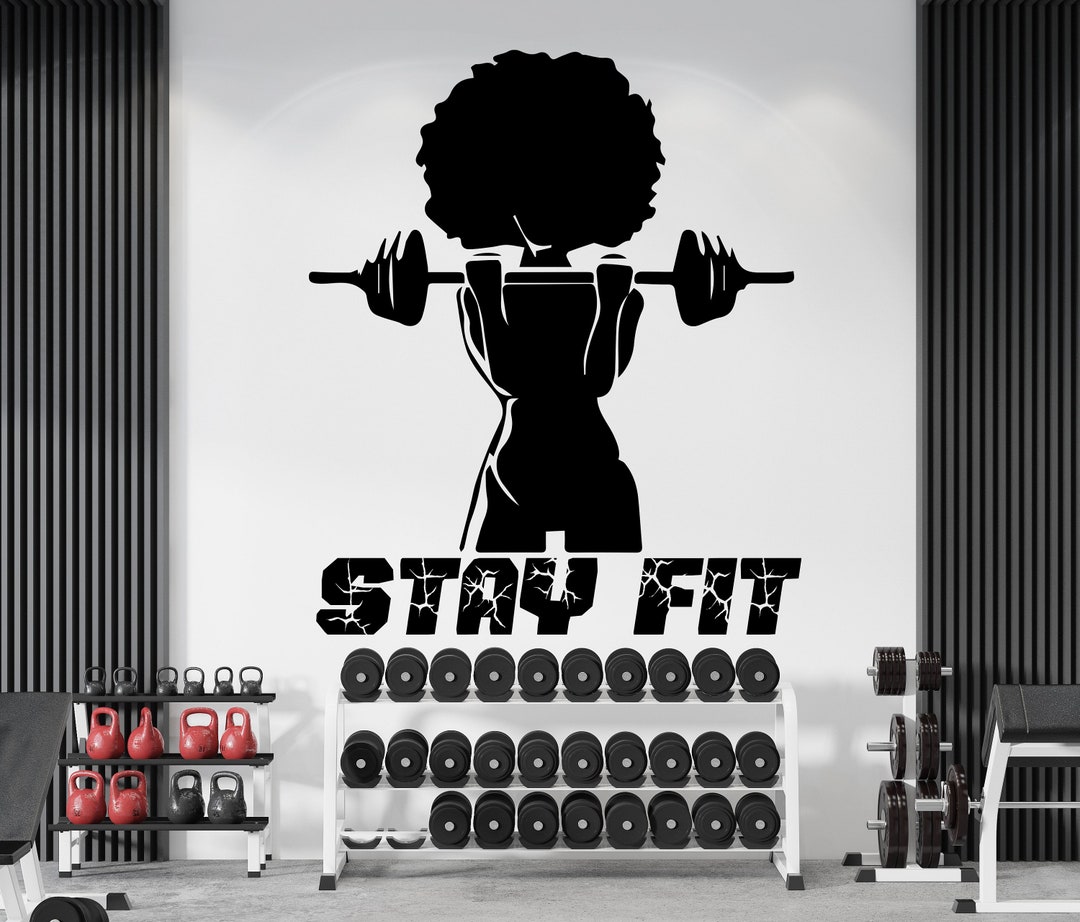 Stay Fit Gym Wall Decal Gym Wall Decor Sport Motivation Workout Wall ...