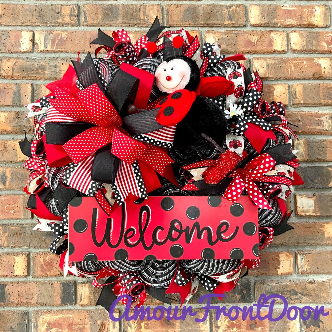 Lady Bug Wreath, Ladybug Lane Wreath for Front Door, Summer Ladybug ...