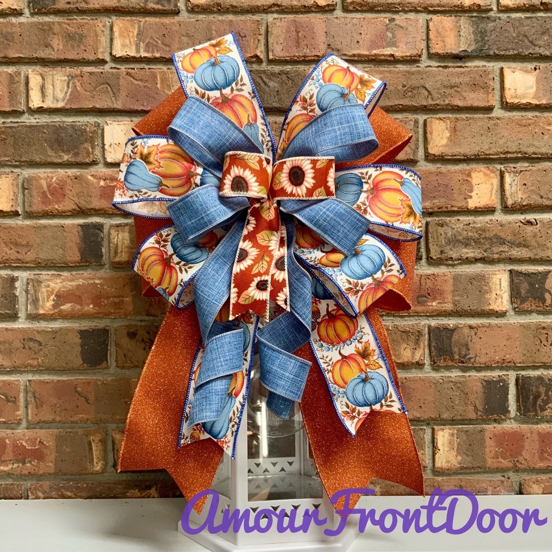 Fall Bow, Fall Bow for Lantern, Fall Pumpkin Bow, Fall Bow for Wreath ...