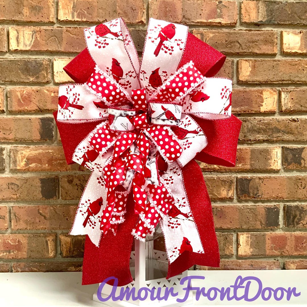 Red Cardinal Bow, Red Cardinal Christmas Decorations, Christmas Bow ...