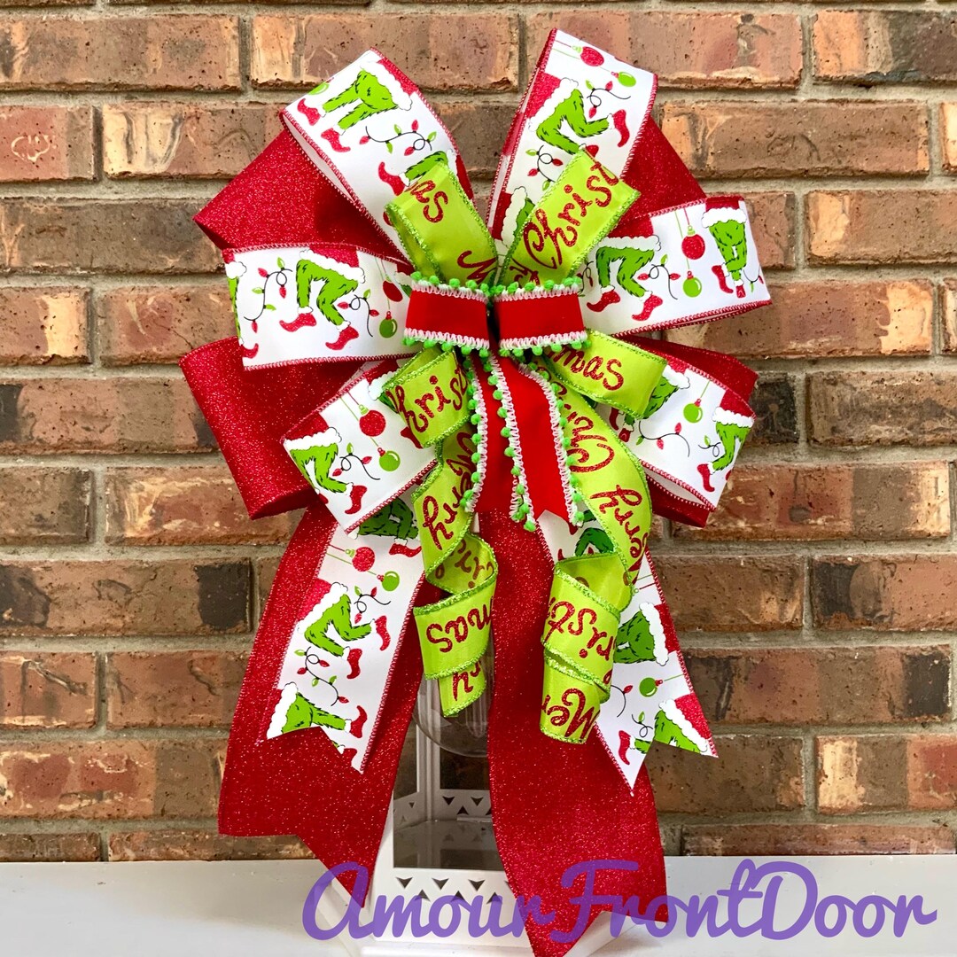 Christmas Lantern Bow, Christmas Bow for Wreaths, Christmas Mailbox ...
