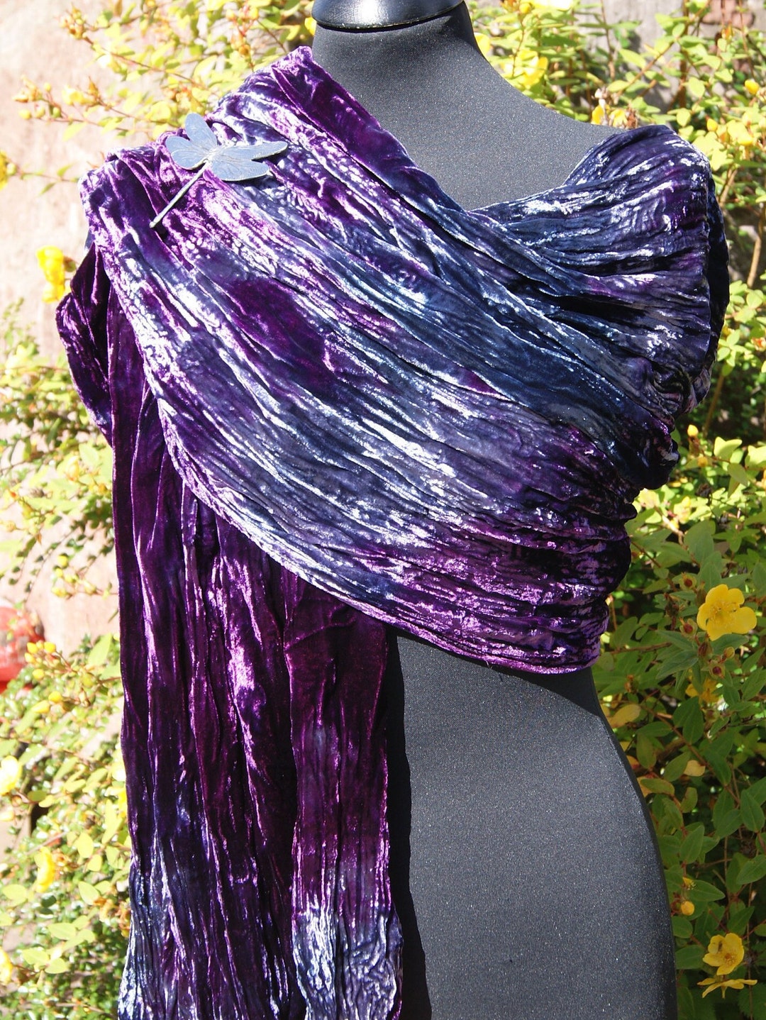 Silk Velvet Wrap in Storm- Designed and Hand Made in Scotland by ...
