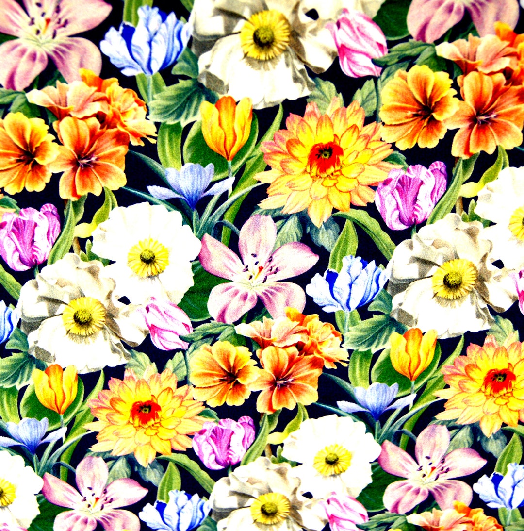 Liberty Silk Satin Fabric. Meadow Melody. Price per Half Metre. - Etsy