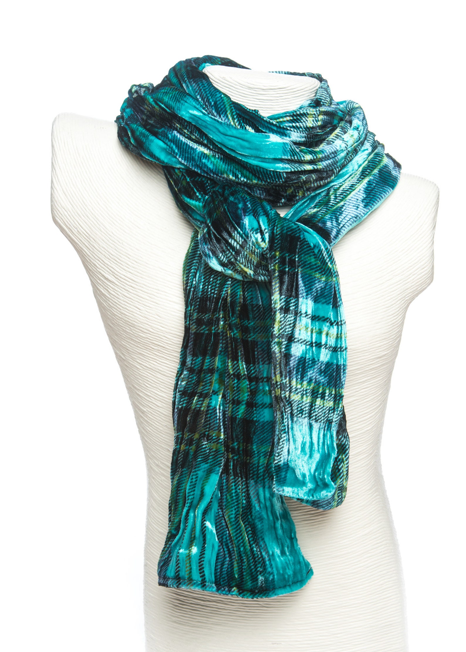 Twisted Tartan Silk Velvet Scarf With Scarf Ring - Etsy UK