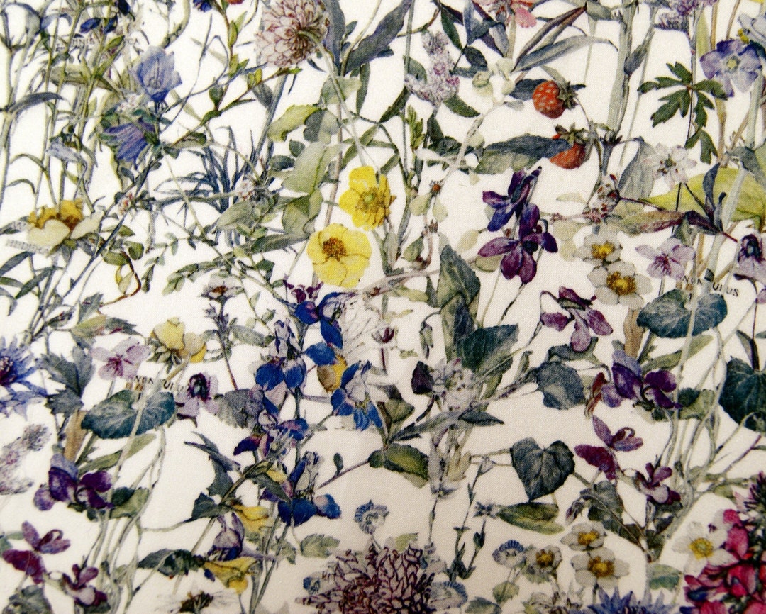 Liberty Silk Satin Fabric. Wild Flowers. Price per Half Metre. - Etsy