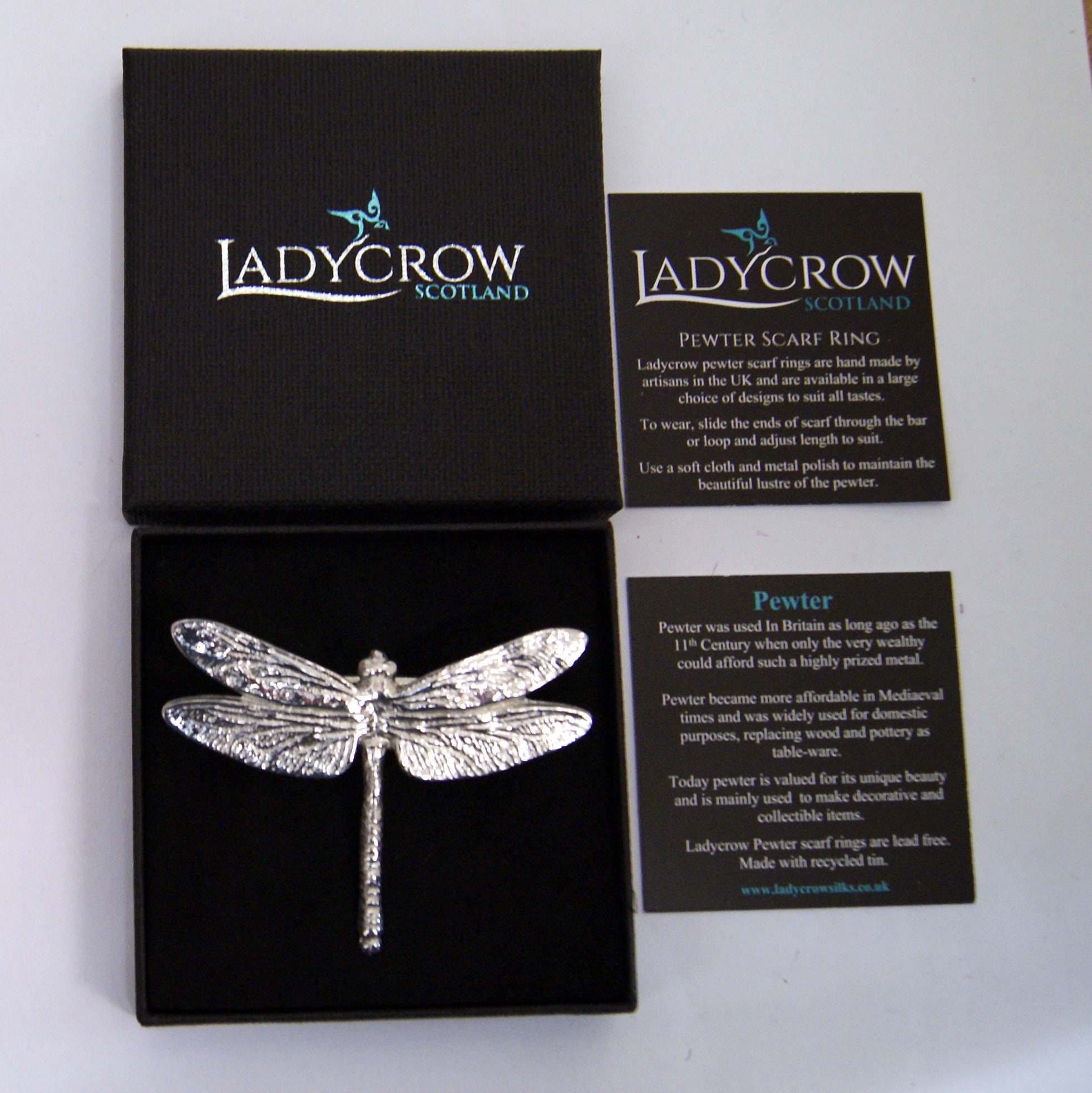 Pewter Scarf Ring - Dragonfly - Etsy
