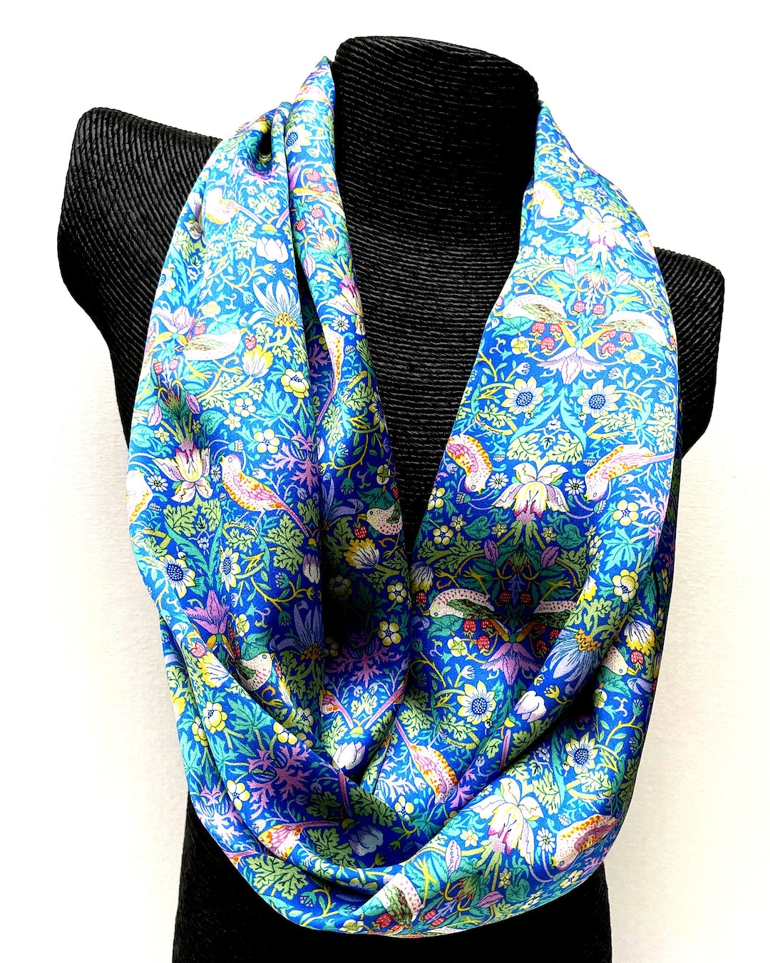 Turquoise Strawberry Thief . Liberty Belgravia Silk Satin Scarf ...