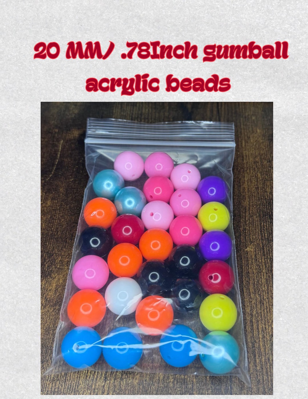20mm Chunky Gumball Beads, Solid Acrylic Round Beads - Etsy