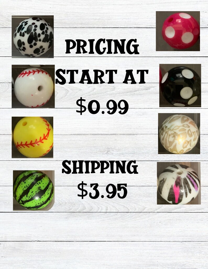 20mm Baseball, Softball, Watermelon, Paw Prints, Polka Dot, Zebra ...