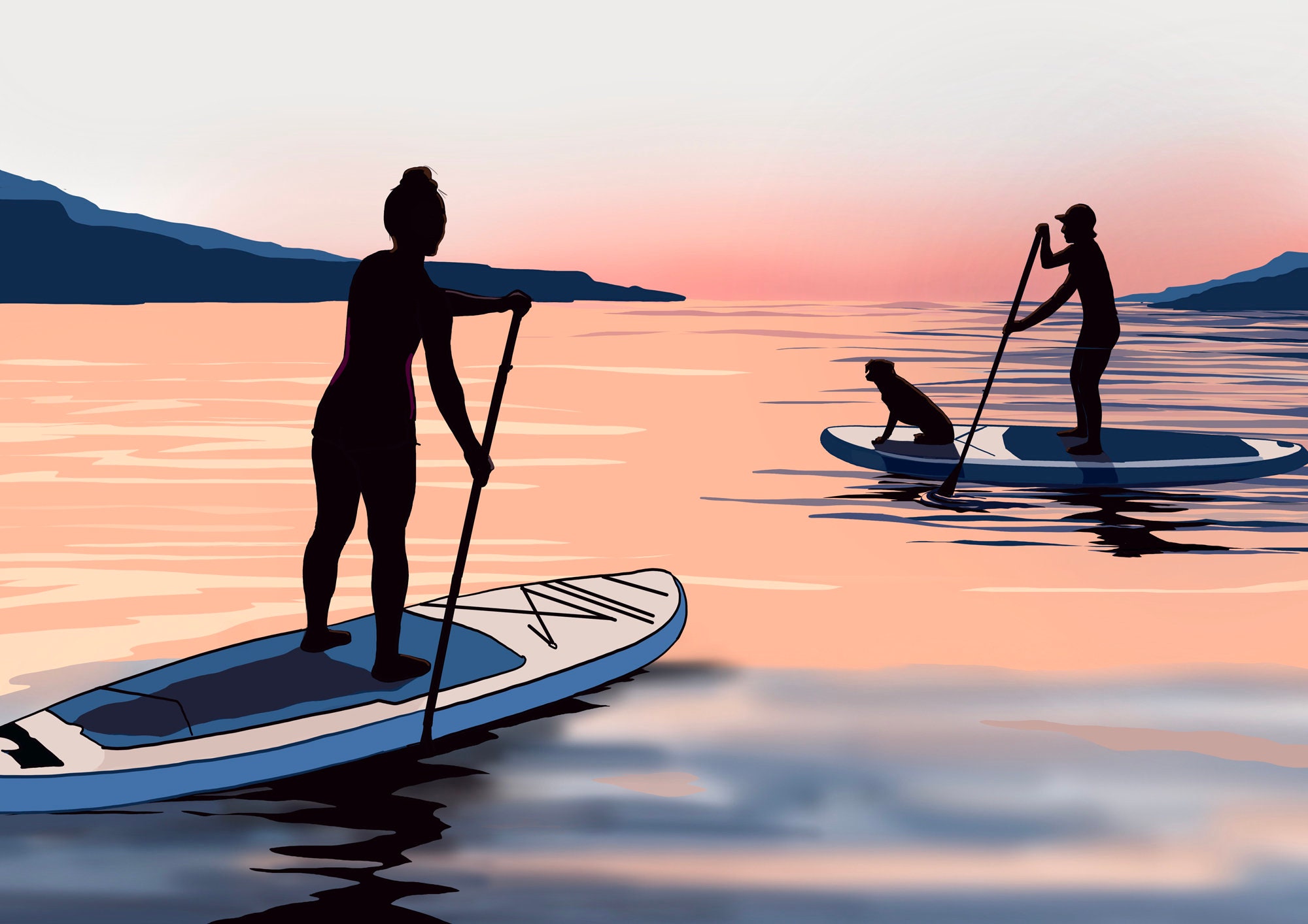 Giclee Paddleboard Art Print SUP Poster Paddleboard Poster - Etsy