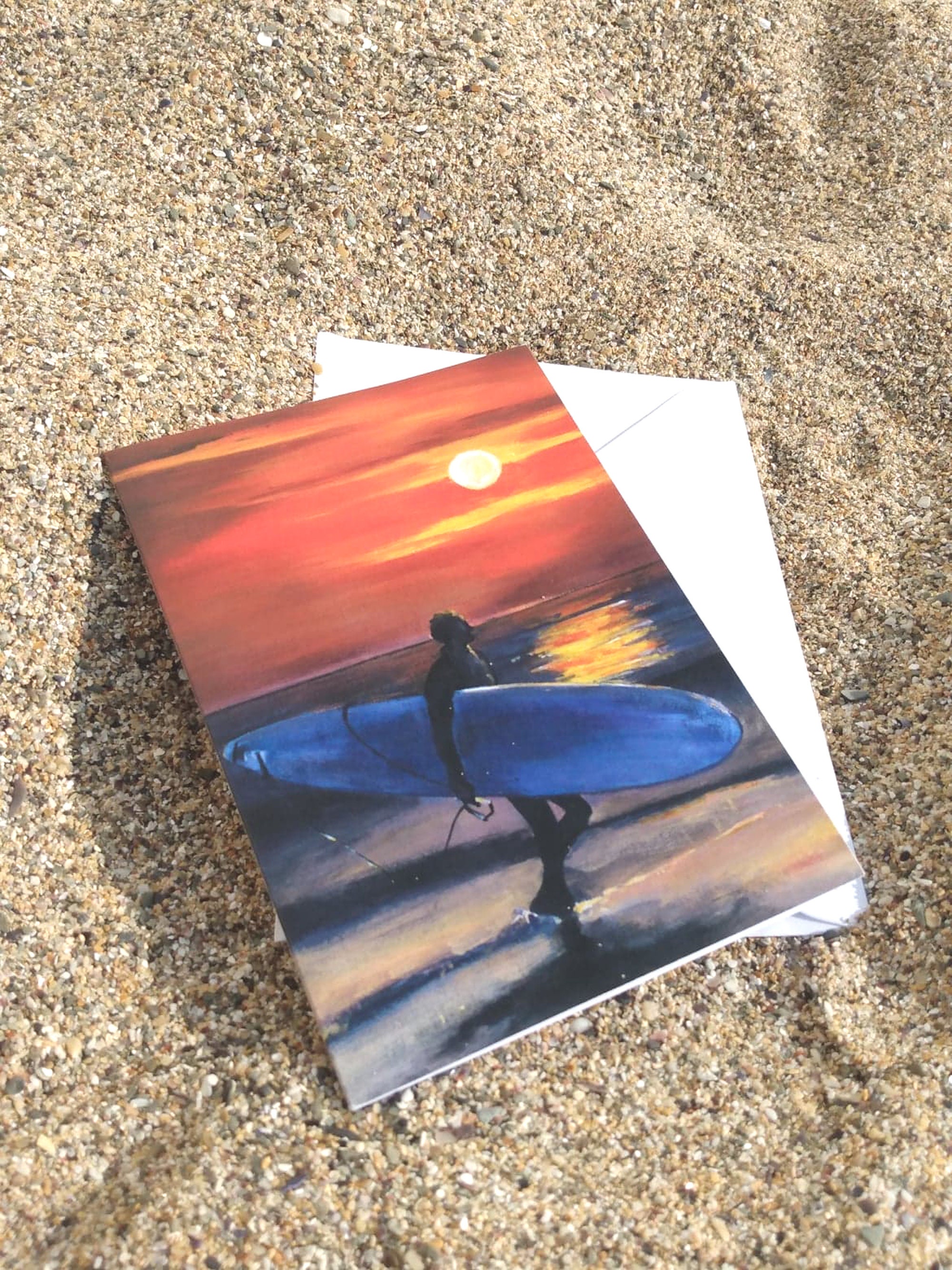 Sunset Surfer Art Card, Birthday Card for Surfer, Surfing Greetings ...