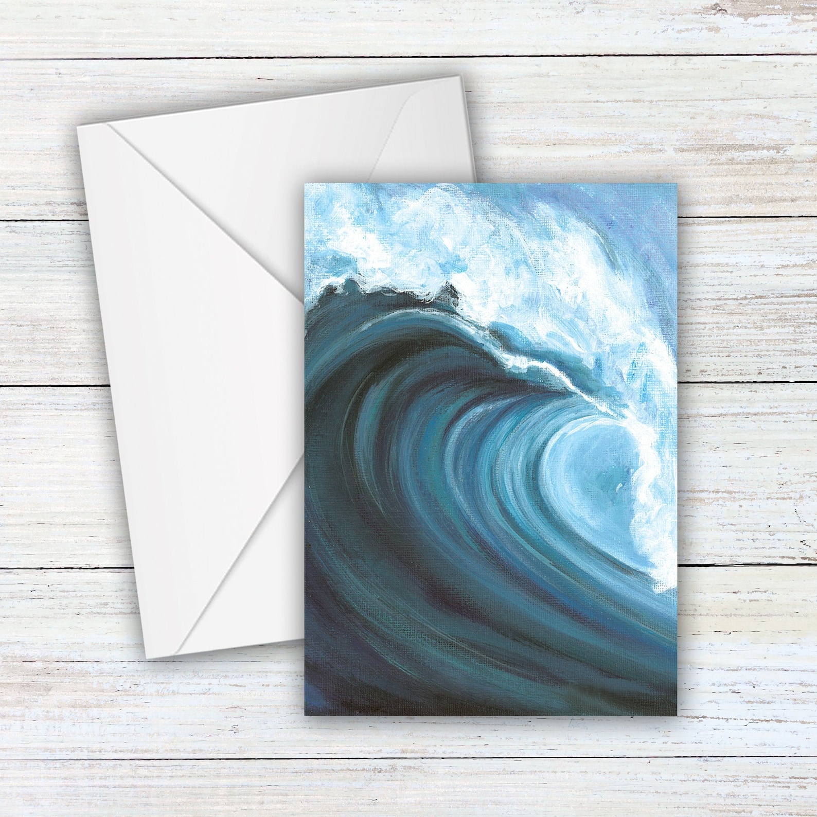 Ocean Themed Greetings Card, Surf Art Card, Surf Art, Breaking Wave ...