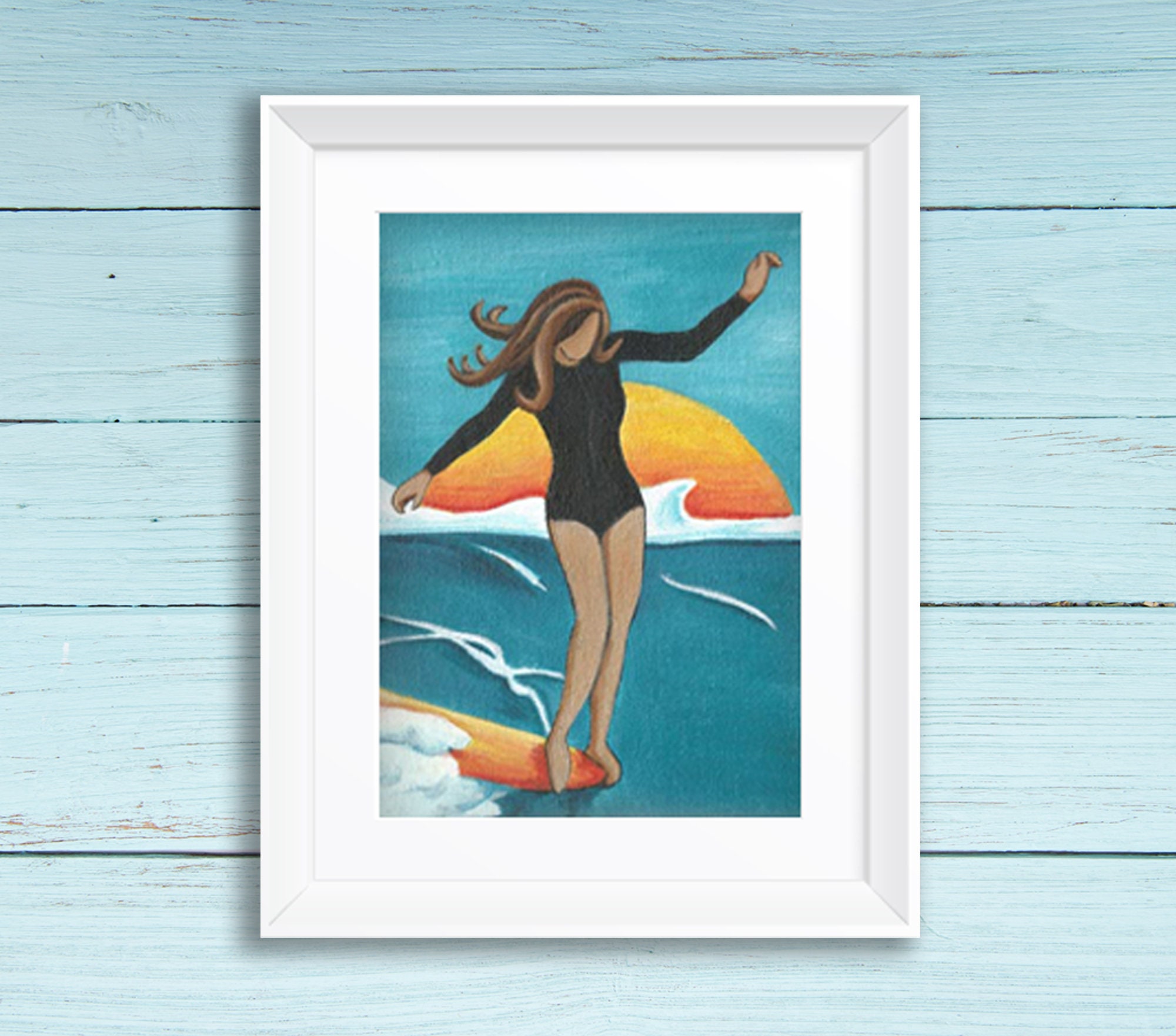 Surfer Girl Art Print, Surf Poster, 'toes on the Nose', Unframed Print ...