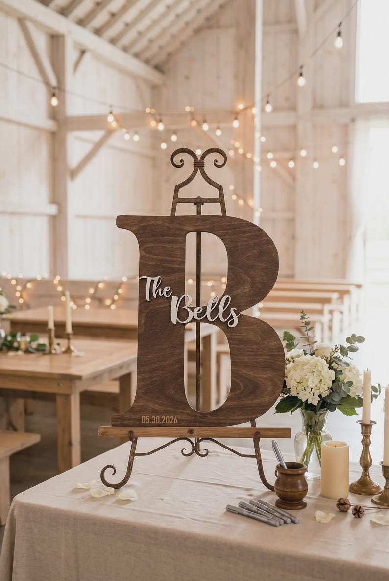 Wedding Welcome Sign Wooden Backdrop Reception Ceremony Entrance Couple ...