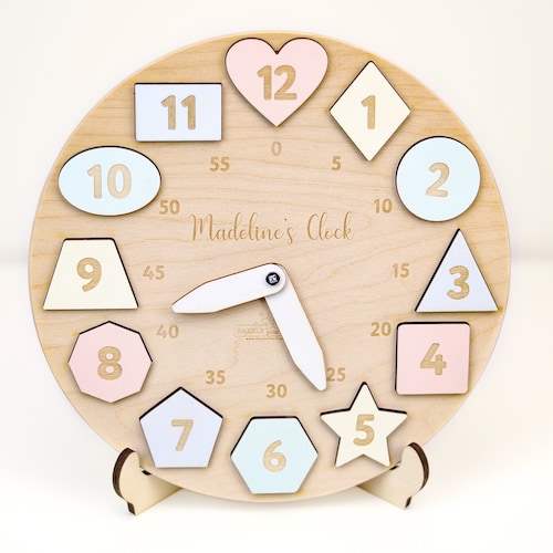 Personalized Wooden Name Clock With Shapes Christmas Gift | Etsy