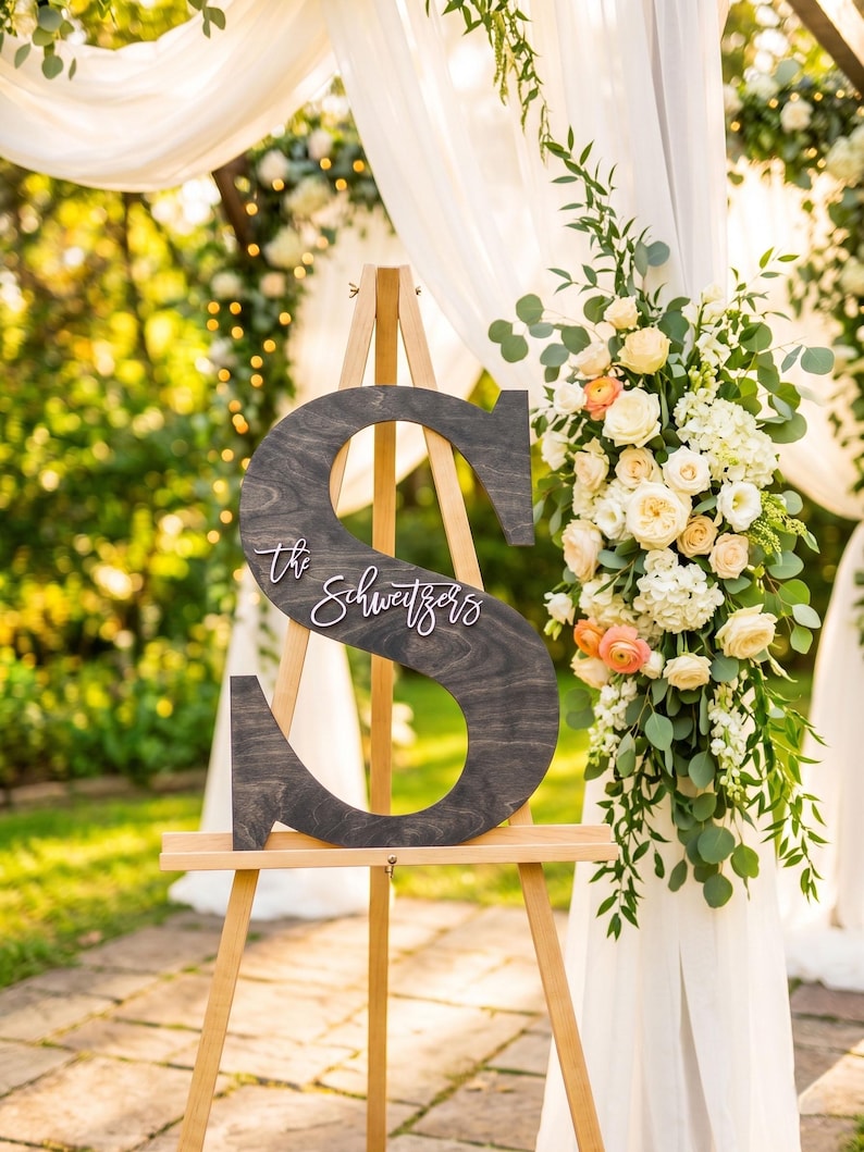Wedding Welcome Sign Wooden Backdrop Reception Ceremony Entrance Couple ...