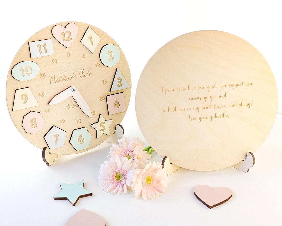 Personalized Wooden Name Clock With Shapes Eastern Gift - Etsy