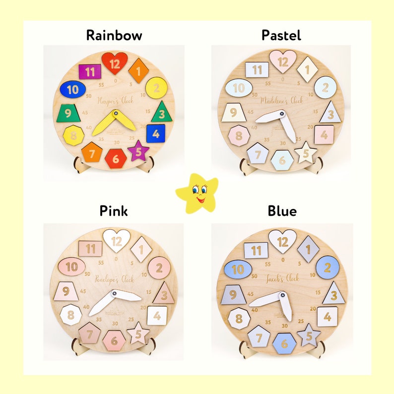 Learn to Tell Time Educational Clock Rainbow Clock - Etsy