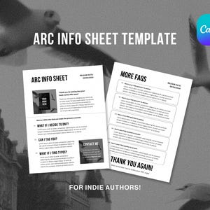 ARC Info Sheet Template for Authors | Editable Canva Templates for ARC ...