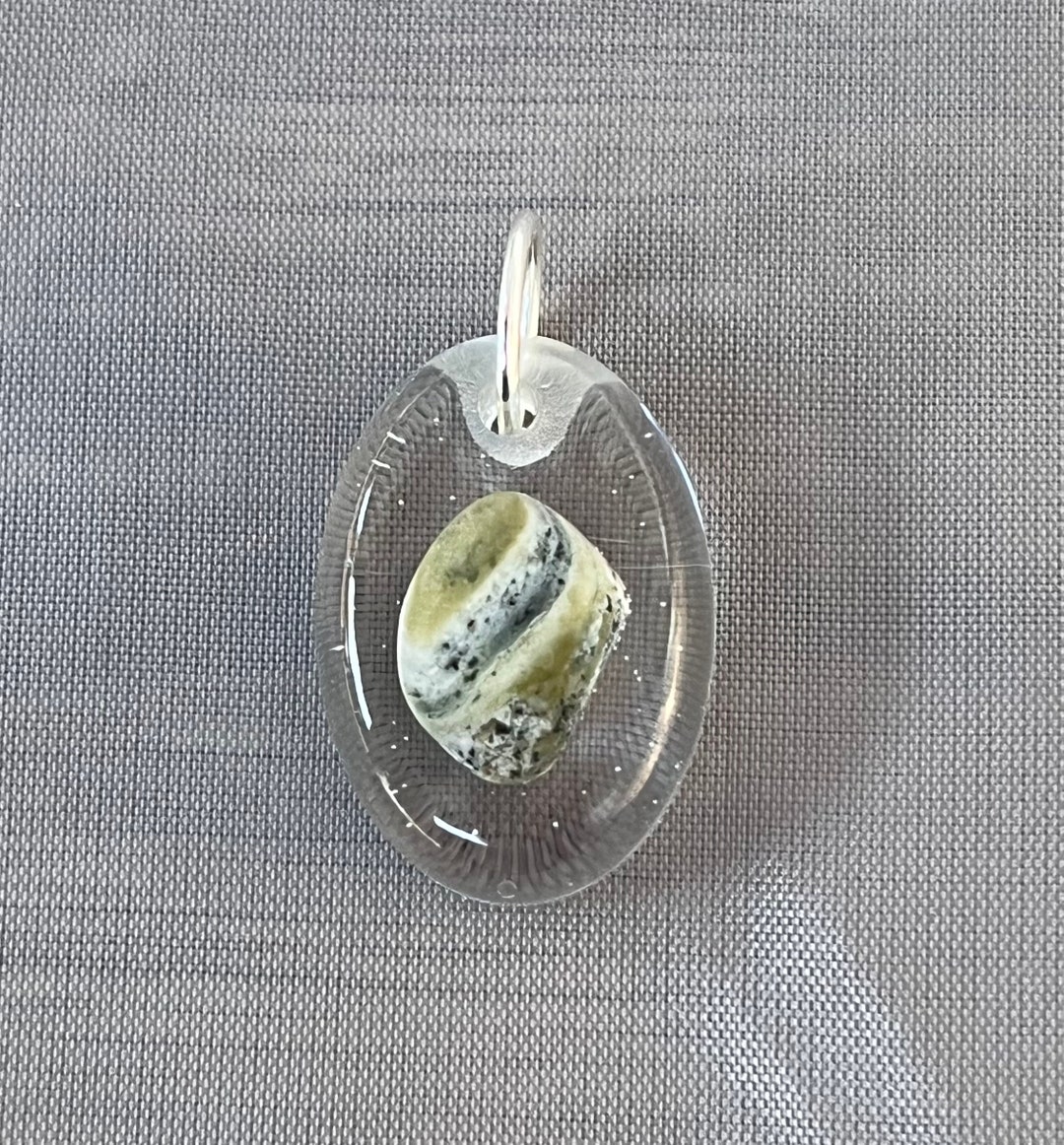 Banded Greenstone Epoxy Resin Pendant Necklace - Etsy