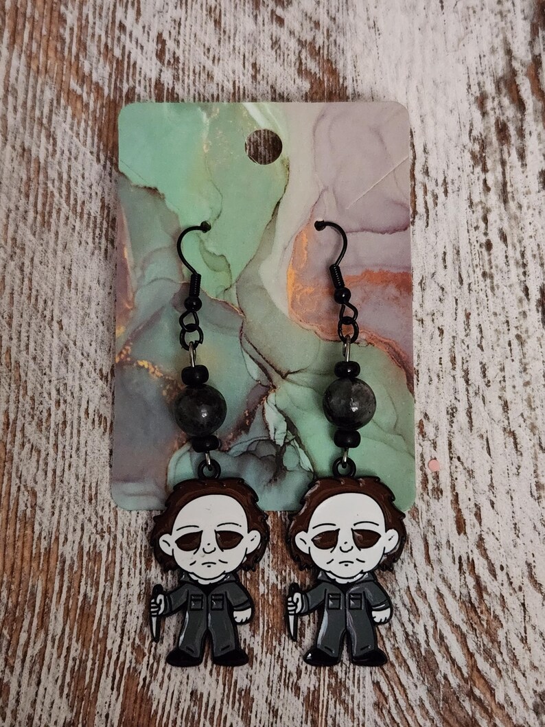 Beaded Dangle Michael Myers Halloween Earrings - Etsy