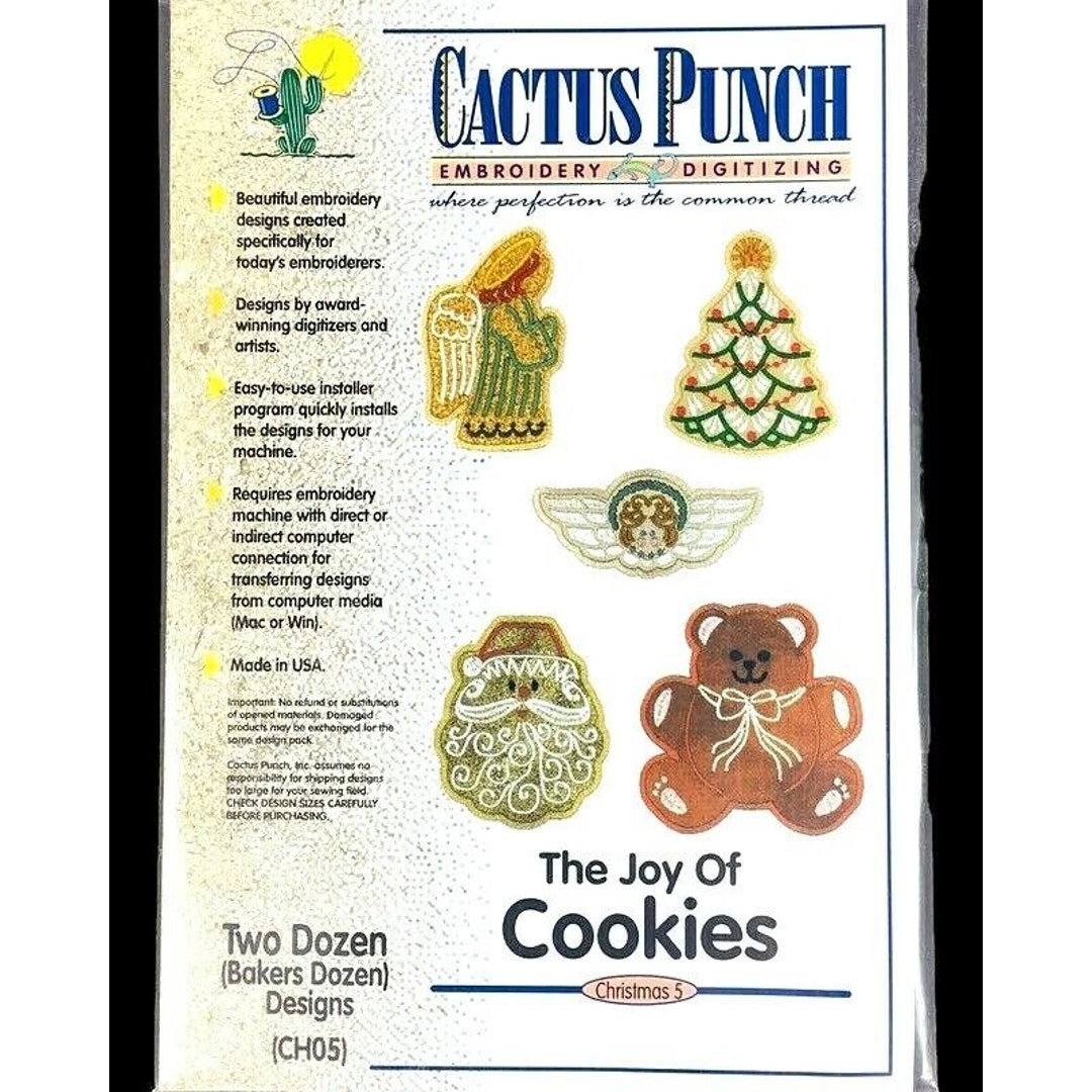 Cactus Punch Embroidery Digitizing the Joy of Cookies Christmas ch05 - Etsy
