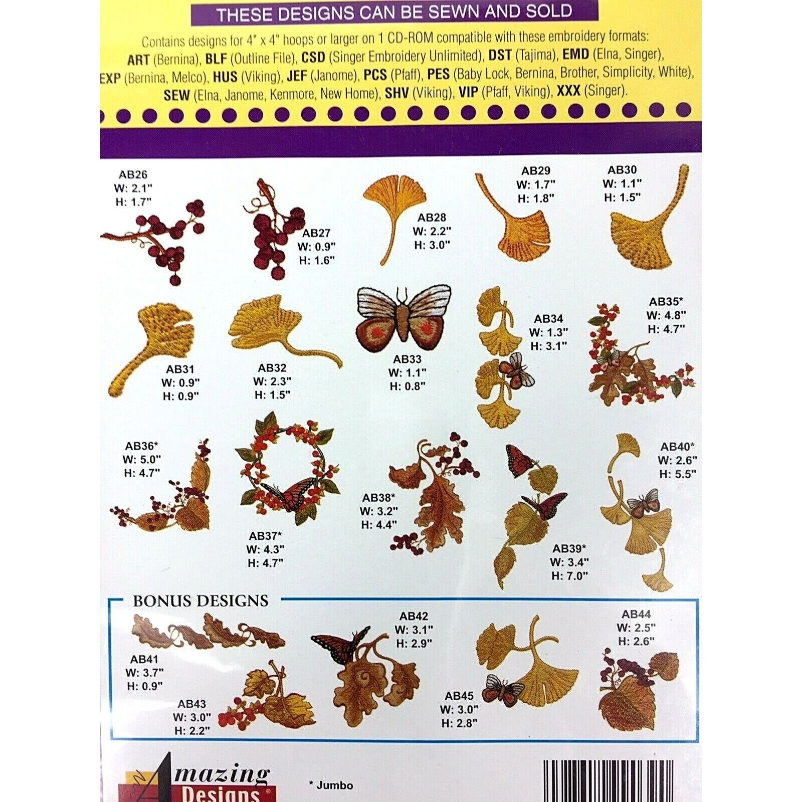 Amazing Designs Embroidery Software Autumn Brilliance 40 Designs - Etsy