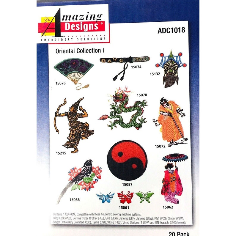 Amazing Designs Embroidery Software Oriental Collection 20 Designs - Etsy