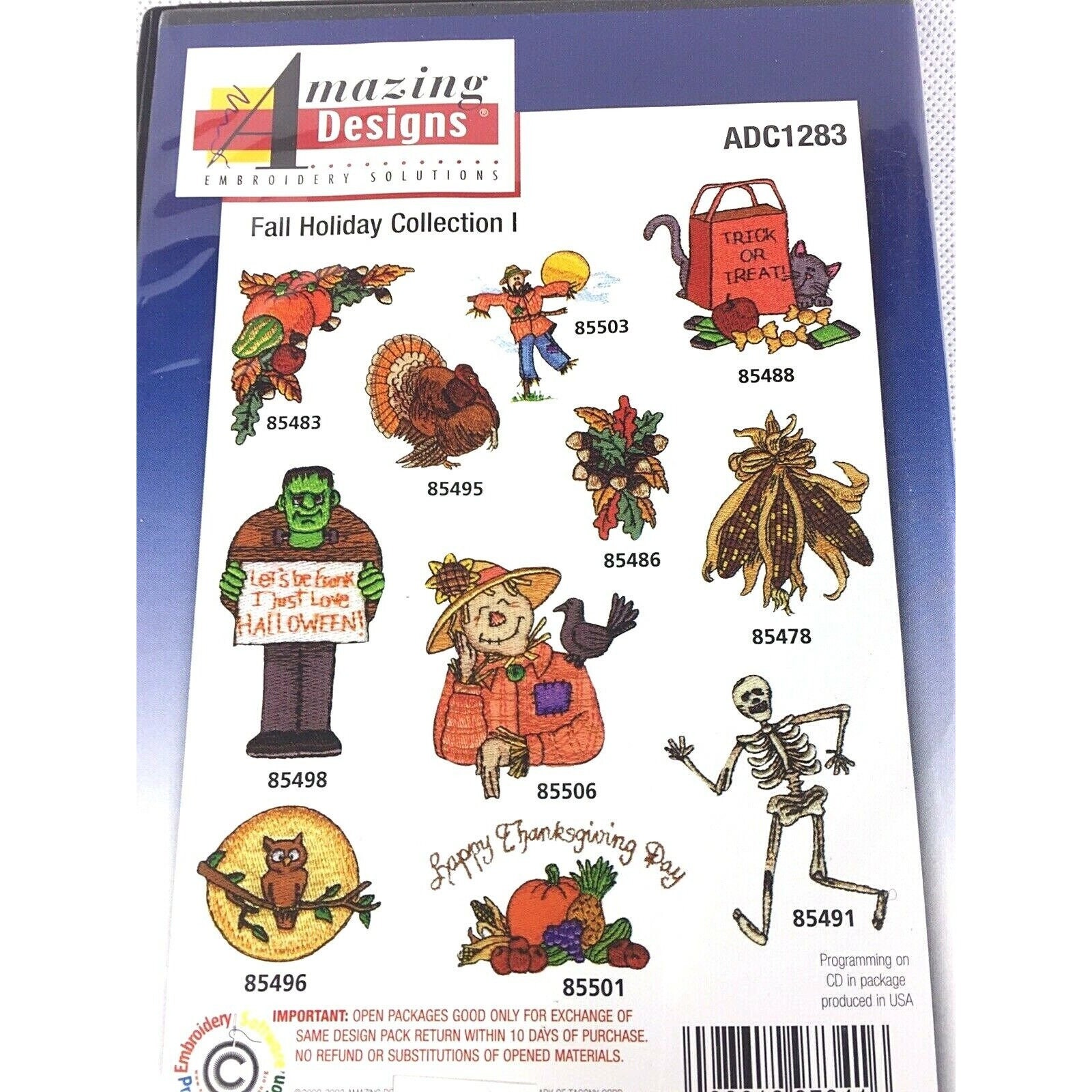 Amazing Designs Embroidery Software Fall Holiday Collection 20 Designs ...