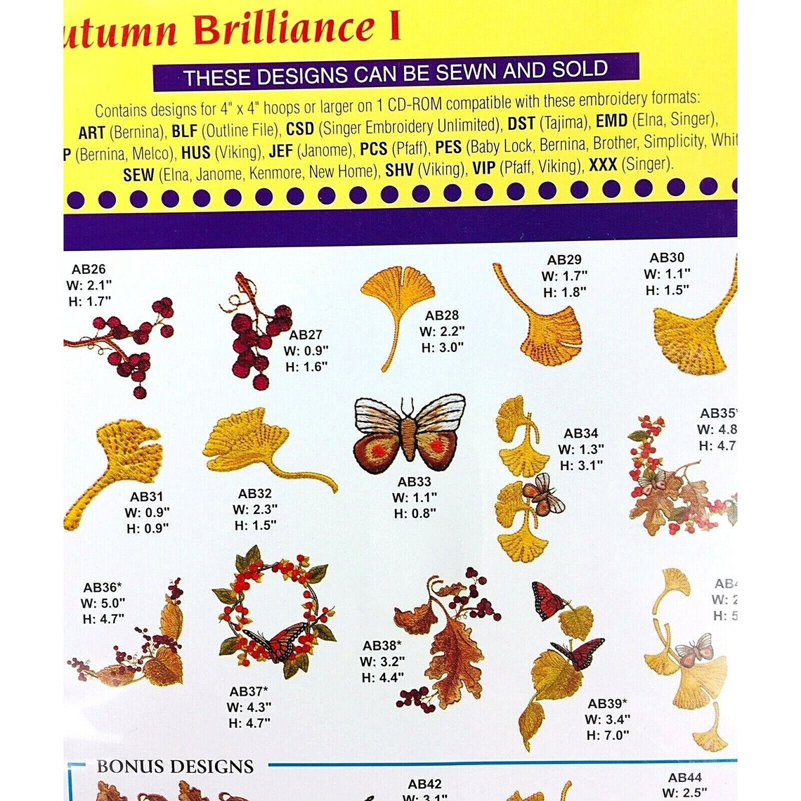 Amazing Designs Embroidery Software Autumn Brilliance 40 Designs - Etsy