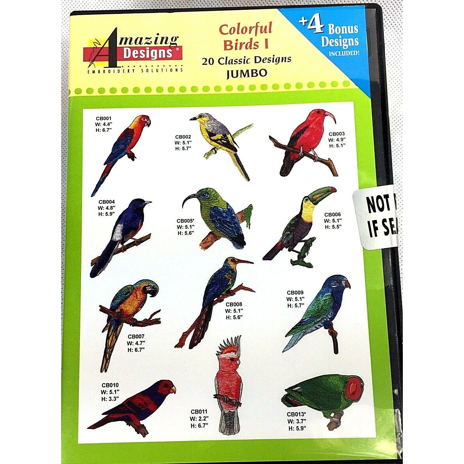 Amazing Designs Embroidery Software Colorful Birds 20 Jumbo Designs - Etsy