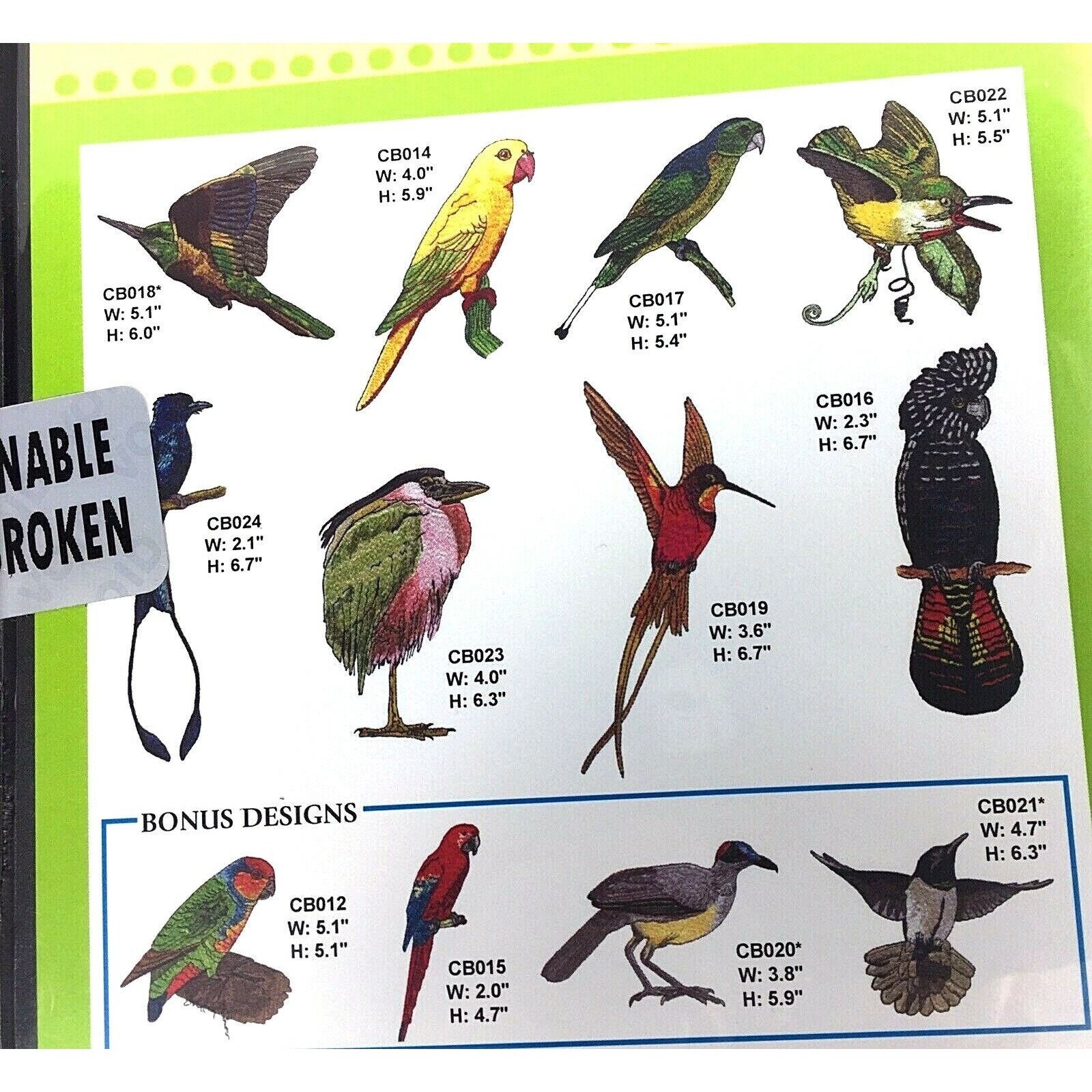 Amazing Designs Embroidery Software Colorful Birds 20 Jumbo Designs - Etsy