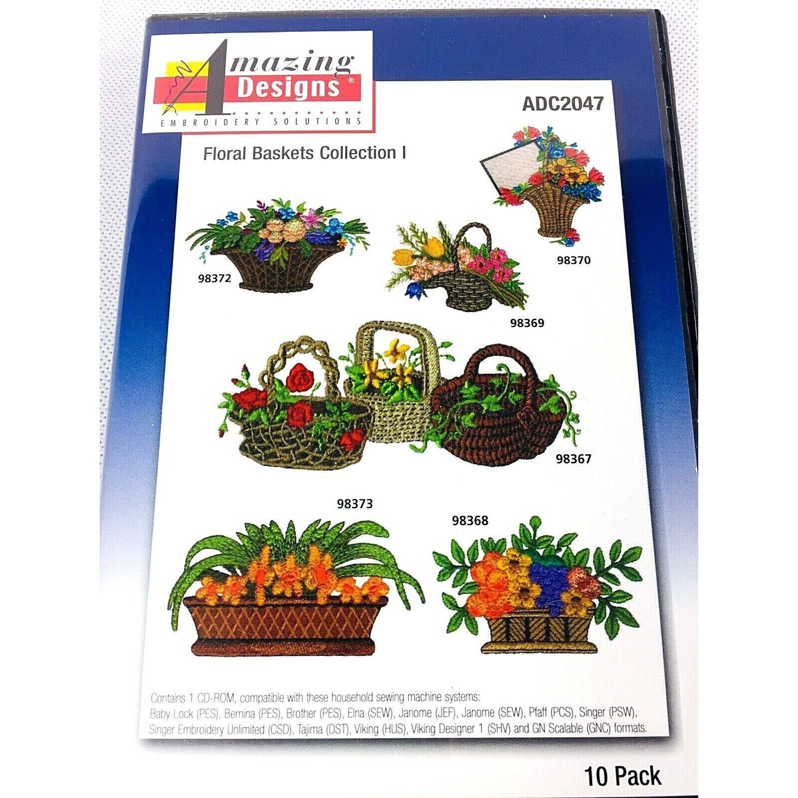 Amazing Designs Embroidery Software Floral Basket Collection 10 Designs ...