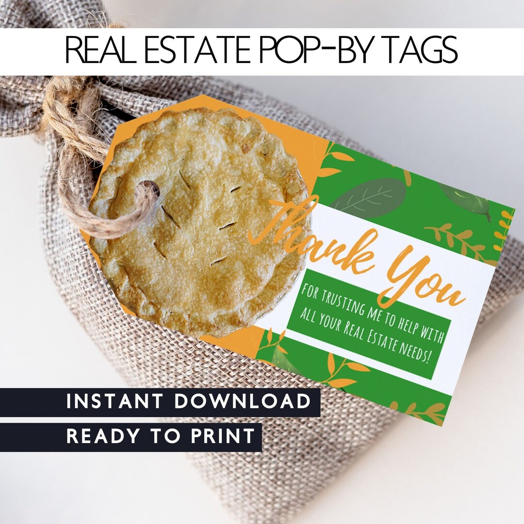 Pie Party Realtor Pop by Tags Pumpkin Pie Gift Tag Pie Gift - Etsy
